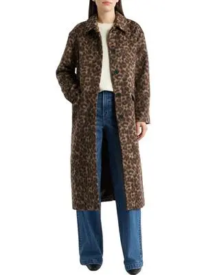 Madewell Leopard Print Brushed Jacquard Trench Coat - Brushed Leopard