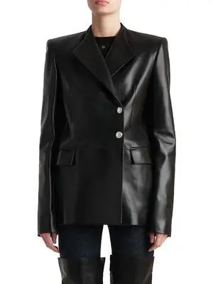 Khaite Elona Plongé Lambskin Leather Jacket - Black