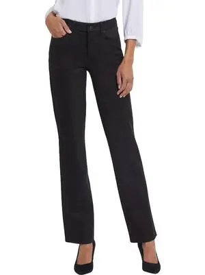 NYDJ Marilyn Straight Leg Faux Suede Pants - Black