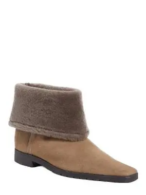 TOTÊME Foldover Shearling Bootie - Taupe