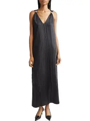 Brandon Maxwell Keke Deep V-neck Maxi Dress - Black