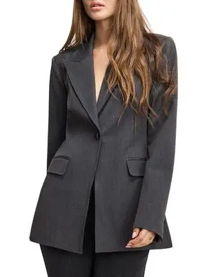 Good American Essential Sculpt Suit Blazer - Dark Heather Gray