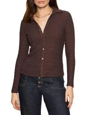 Sanctuary Textured Knit Button-up Shirt - Semi Sweet