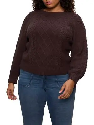 Sanctuary Cable Knit Cotton Sweater - Semi Sweet