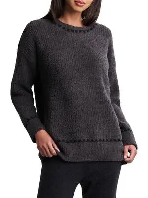 Barefoot Dreams Cozychic® Oversize Rib Crewneck Sweater - Carbon