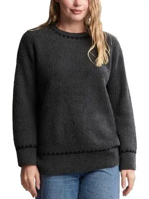 Barefoot Dreams Cozychic® Oversize Rib Crewneck Sweater - Dark Moss
