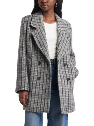 Treasure & Bond Checked Double-breasted Coat - Grey- Black Plaid