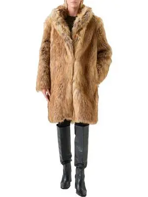 Akris Faux Fur Coat - Camel-multicolor