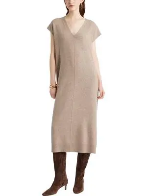 Nordstrom Wool & Cashmere Blend Shift Dress Beige Bliss