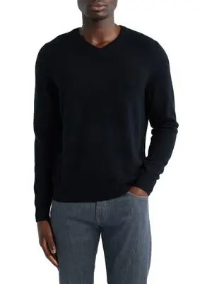 Nordstrom Cashmere V-Neck Sweater Black