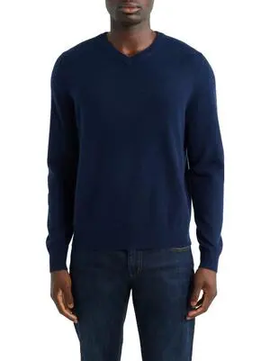 Nordstrom Cashmere V-neck Sweater - Navy Night
