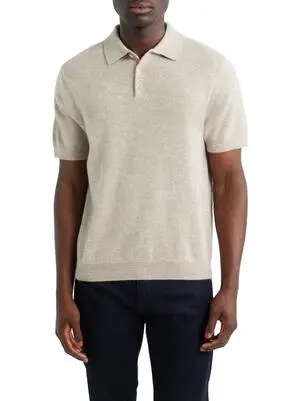 Nordstrom Cashmere Polo - Beige Hummus Heather