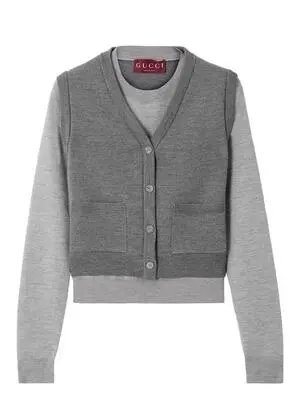 Gucci Layered Wool And Silk-blend Sweater - Gray