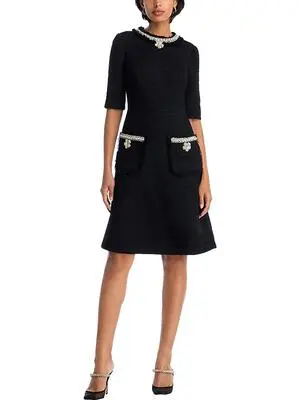 Rickie Freeman For Teri Jon Teri Jon By Rickie Freeman Embellished Tweed Dress Black