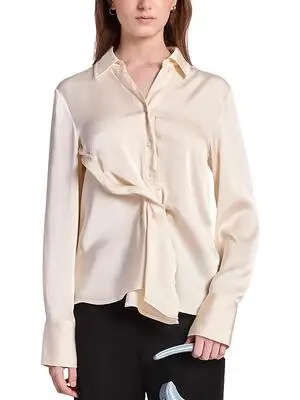 KATE BARTON Draped Button-front Shirt - Ivory