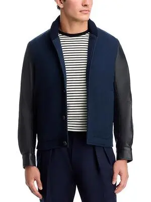 PAUL SMITH Casual Fit Mixed Media Bomber Jacket