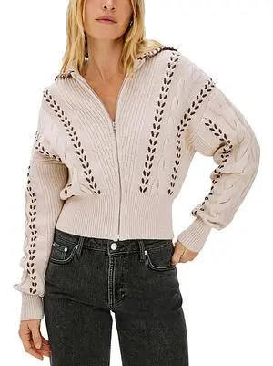 Rails Lune Cardigan - Oatmeal Brown Whip Stitch