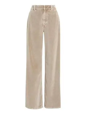 Brunello Cucinelli Cotton-velvet Wide-leg Pants - Neutral