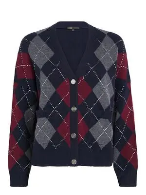 Maje Wool Argyle Cardigan - Blue