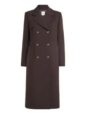 Sandro Virgin Wool-blend Double-breasted Overcoat - Brown