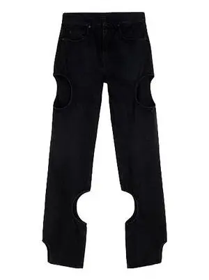 OFF-WHITE™ Straight-leg Jeans With Cutouts - Black
