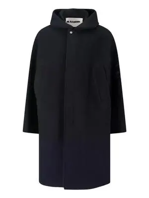JIL SANDER Hooded Wool Coat - Black