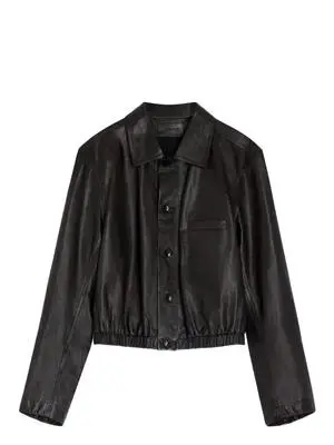 LEMAIRE Buttoned-up Leather Jacket - Brown