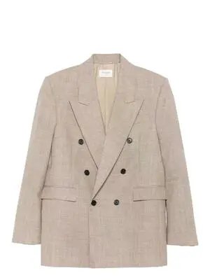 Saint Laurent Double-breasted Wool Blazer - Neutrals