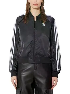 Adidas Three-stripe Satin Bomber Jacket - Black