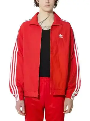 Adidas Three-stripe Zip Sweatshirt - Red