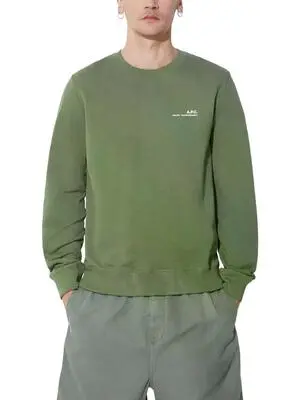 A.p.c. Logo-embroidered Crew-neck Sweatshirt - Green