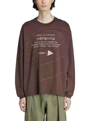 Adidas Graphic-print Long-sleeve Top - Brown