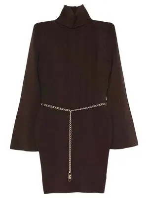 Michael Kors Mini Dress With Logo Chain - Brown