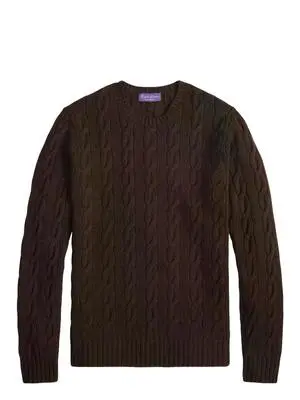 Ralph Lauren Purple Label Cable-knit Crew-neck Sweater - Brown