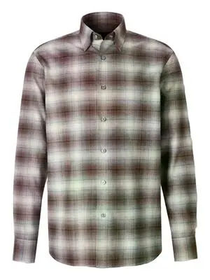 Brioni Check-pattern Cotton Shirt - Brown