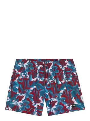 Hugo Boss Floral-pattern Swim Shorts - Red