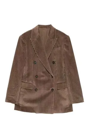 Brunello Cucinelli Corduroy Double-breasted Jacket - Brown