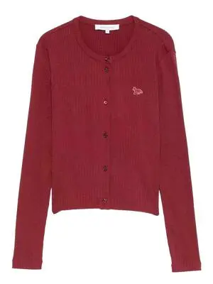 Maison Kitsuné Fox-embroidered Ribbed Cardigan - Red