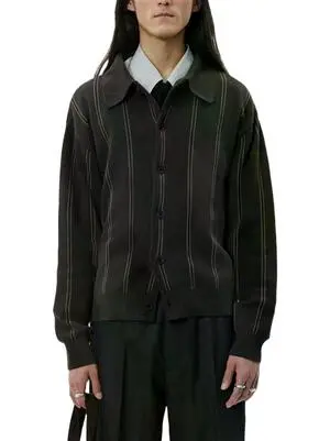 MFPEN Pinstripe Collared Cardigan - Brown
