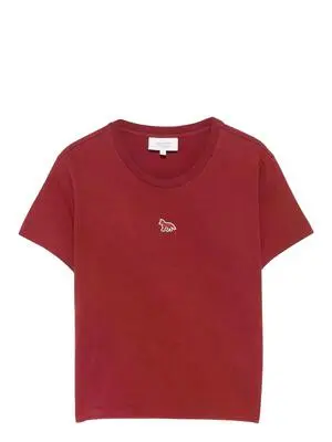 Maison Kitsuné Fox-embroidered Cotton T-shirt - Red