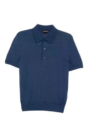 TOM FORD Knitted Polo Shirt - Blue