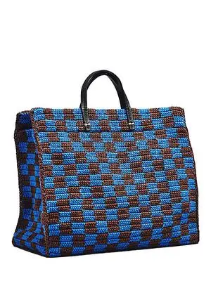Clare V. Summer Simple Tote - Deep Blue/chocolate