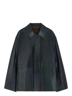 LEMAIRE Buttoned Leather Jacket - Black