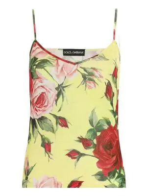 Dolce & Gabbana Printed Spaghetti Strap Top - Yellow