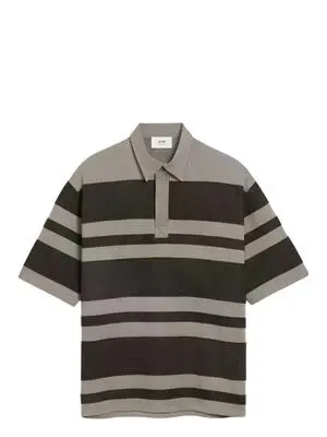Ami De Coeur Striped Polo Shirt - Grey