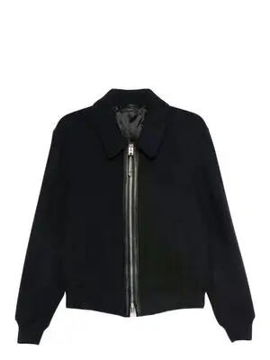 TOM FORD Leather-trimmed Wool Jacket - Blue