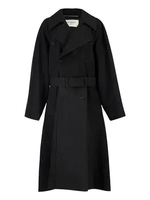 Saint Laurent Double-breasted Belted Trench Coat - Black