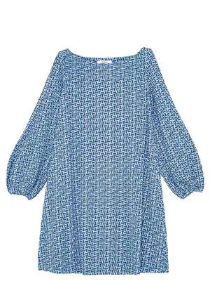 Malìparmi Geometric-print Puff-sleeve Dress - Blue