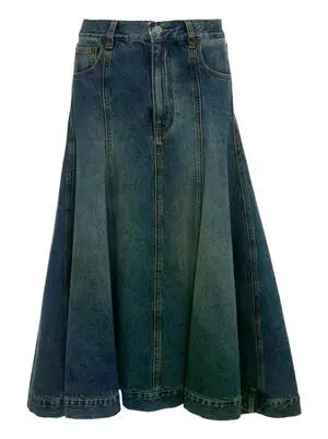Victoria Beckham Panelled Kick Flare Denim Skirt - Blue