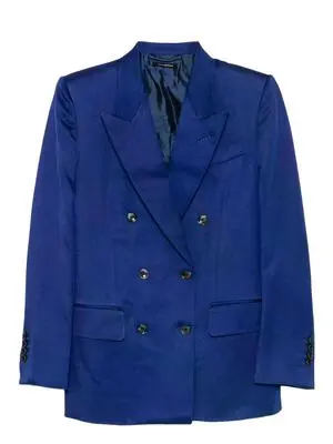 TOM FORD Twill Double-breasted Blazer - Blue